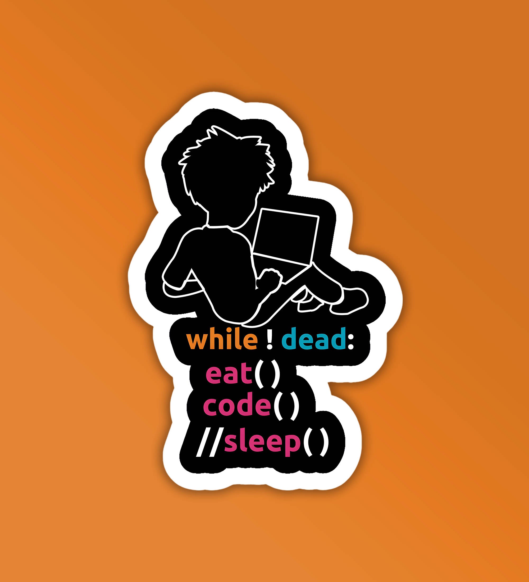 While Dead Programmer Coding Sticker Peeekaboo