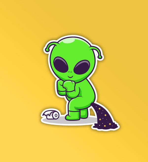 Alien Pooping Space Sticker – Peeekaboo