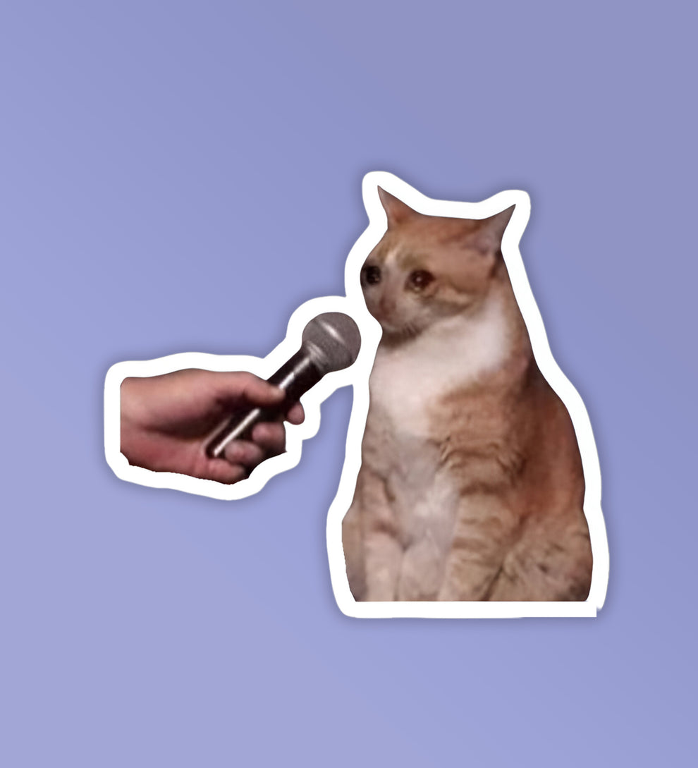 Cat meme - Funny Mic Meme Laptop / Mobile Sticker – Peeekaboo