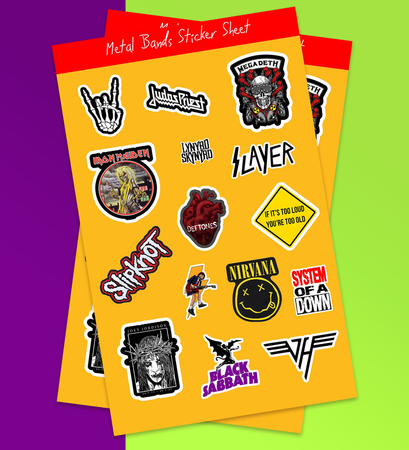 Metal Bands Sticker Sheet – Peeekaboo