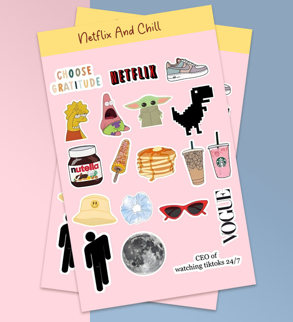 Netflix And Chill Aesthetic Sticker Sheet – Peeekaboo